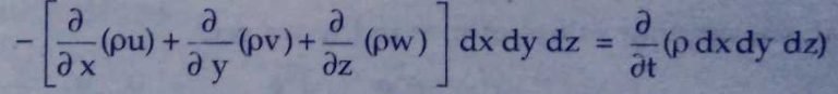 Derivation of continuity equation in cartesian coordinates